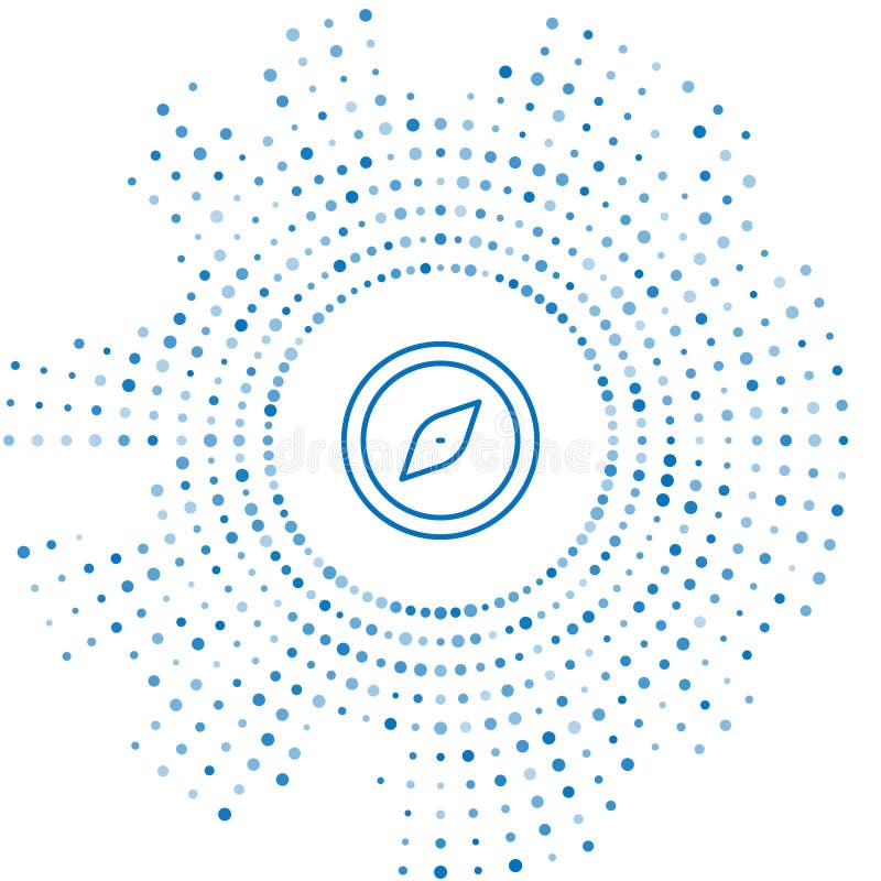 Blue Line Compass Icon Isolated on White Background. Windrose ...