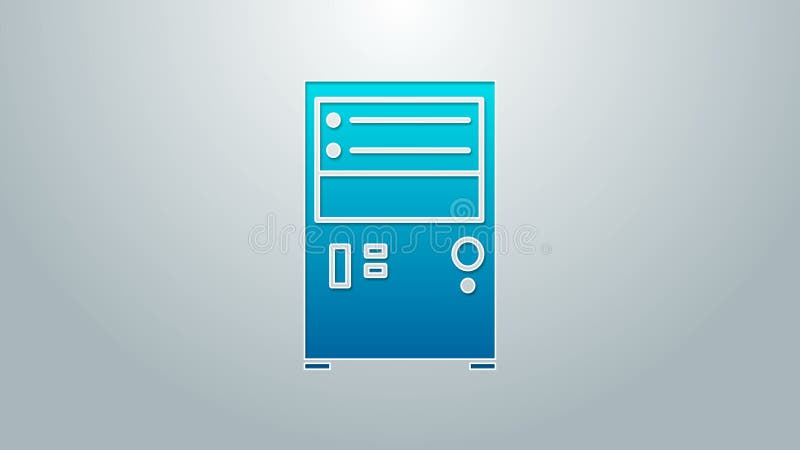 Blue Line Computer Icon Isolated on Grey Background. PC Component Sign ...