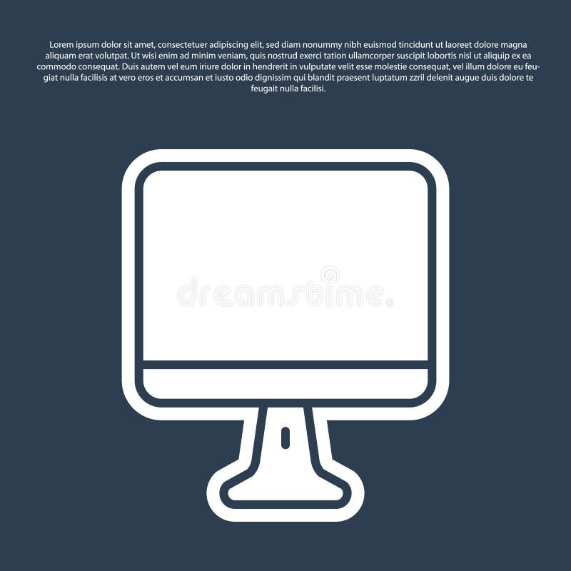 Blue Line Computer Monitor Screen Icon Isolated on Blue Background ...