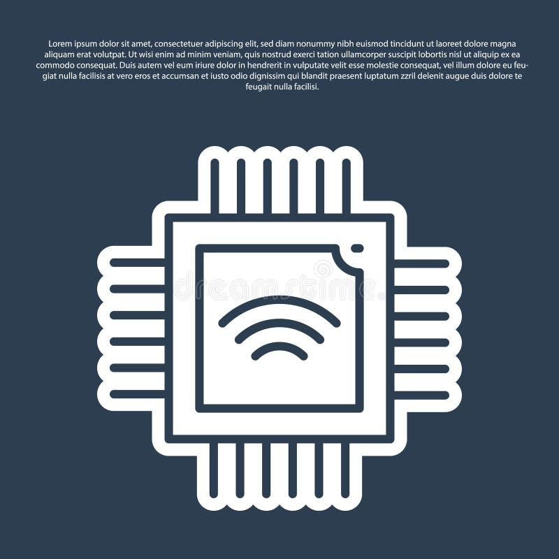 Blue Line Computer Processor with Microcircuits CPU Icon Isolated on ...