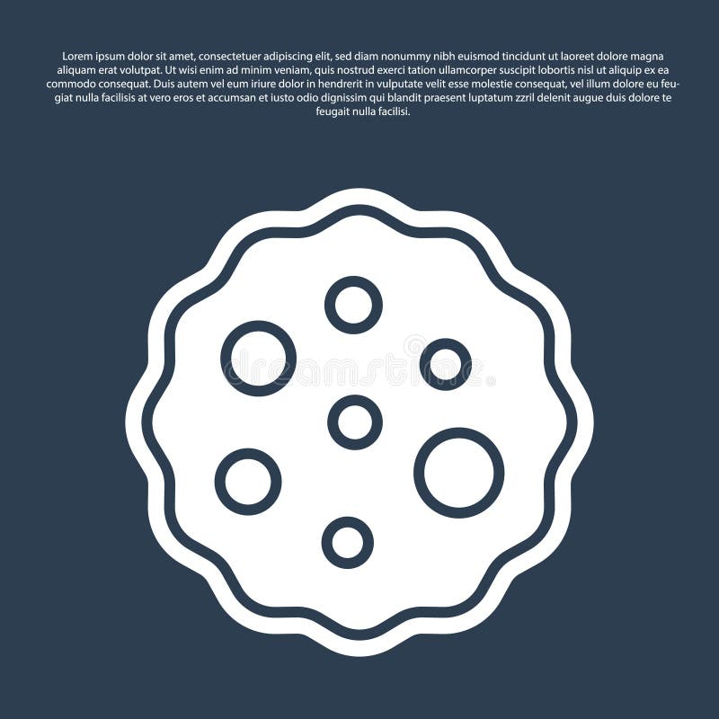 Blue Line Cookie or Biscuit with Chocolate Icon Isolated on Blue ...