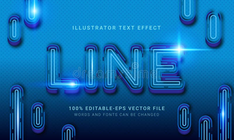 Blue Line 3d Text Style Effect Stock Vector - Illustration of ...