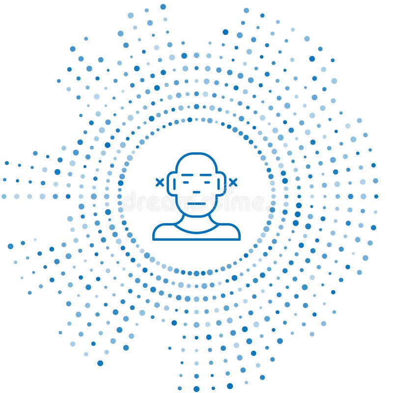 Blue Line Deafness Icon Isolated on White Background. Deaf Symbol ...