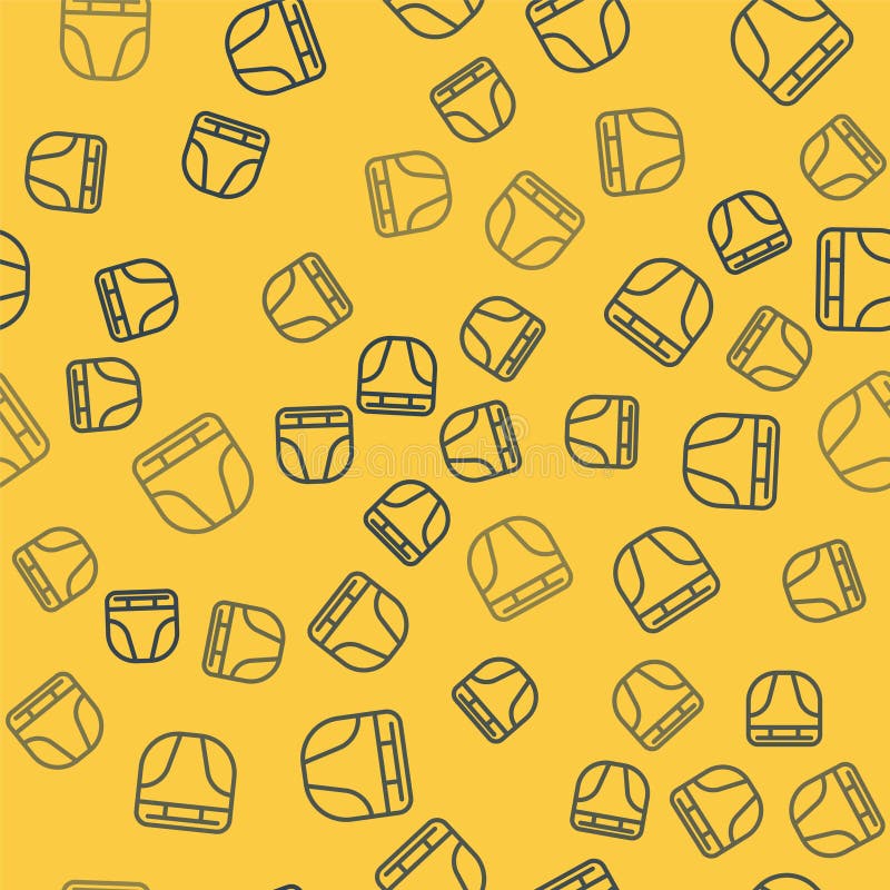 Blue Line Diaper for Dog Icon Isolated Seamless Pattern on Yellow ...