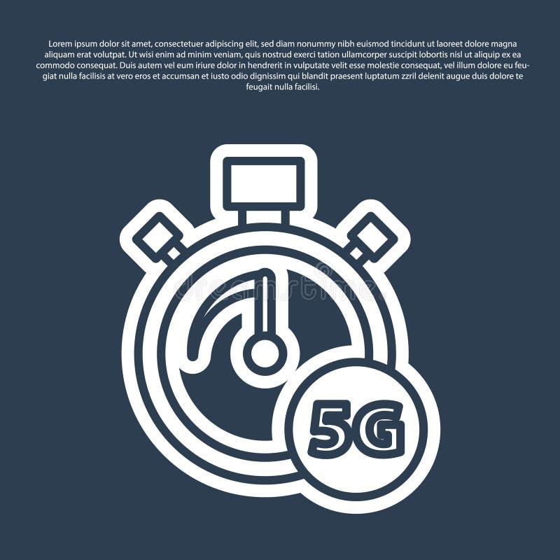 Blue Line Digital Speed Meter Concept with 5G Icon Isolated on Blue ...