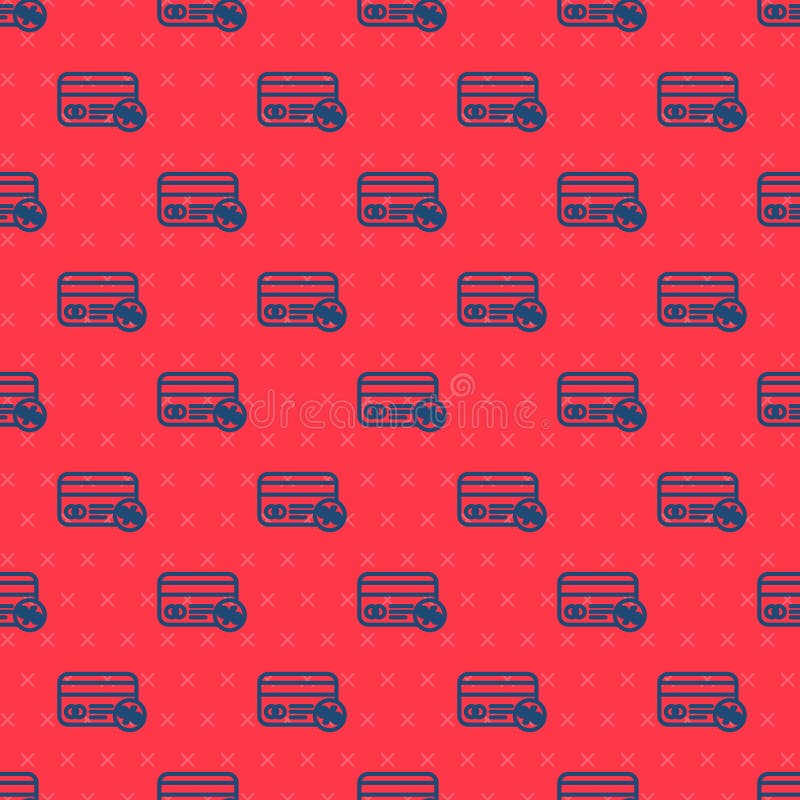 Blue Line Discount Card with Percent Icon Isolated Seamless Pattern on ...