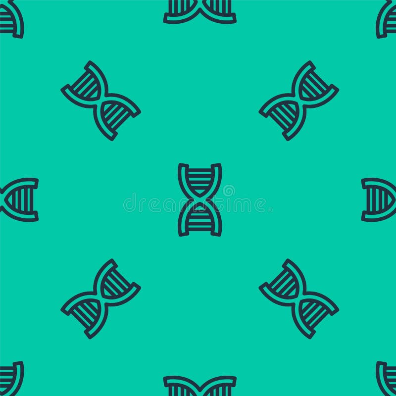 Blue Line DNA Symbol Icon Isolated Seamless Pattern on Green Background ...