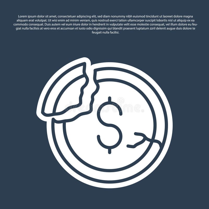 Blue Line Dollar Rate Decrease Icon Isolated on Blue Background. Cost ...