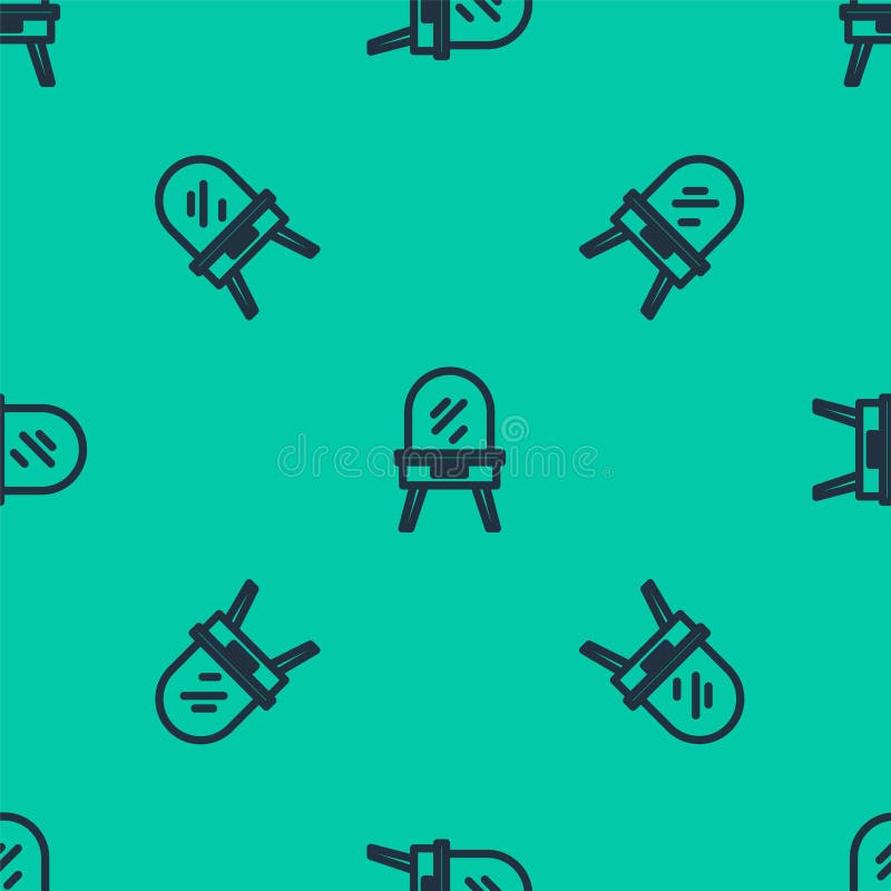 Blue Line Dressing Table Icon Isolated Seamless Pattern on Green ...