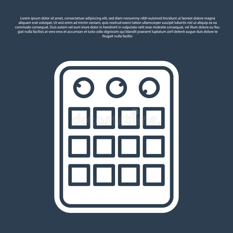 Blue Line Drum Machine Icon Isolated on Blue Background. Musical ...