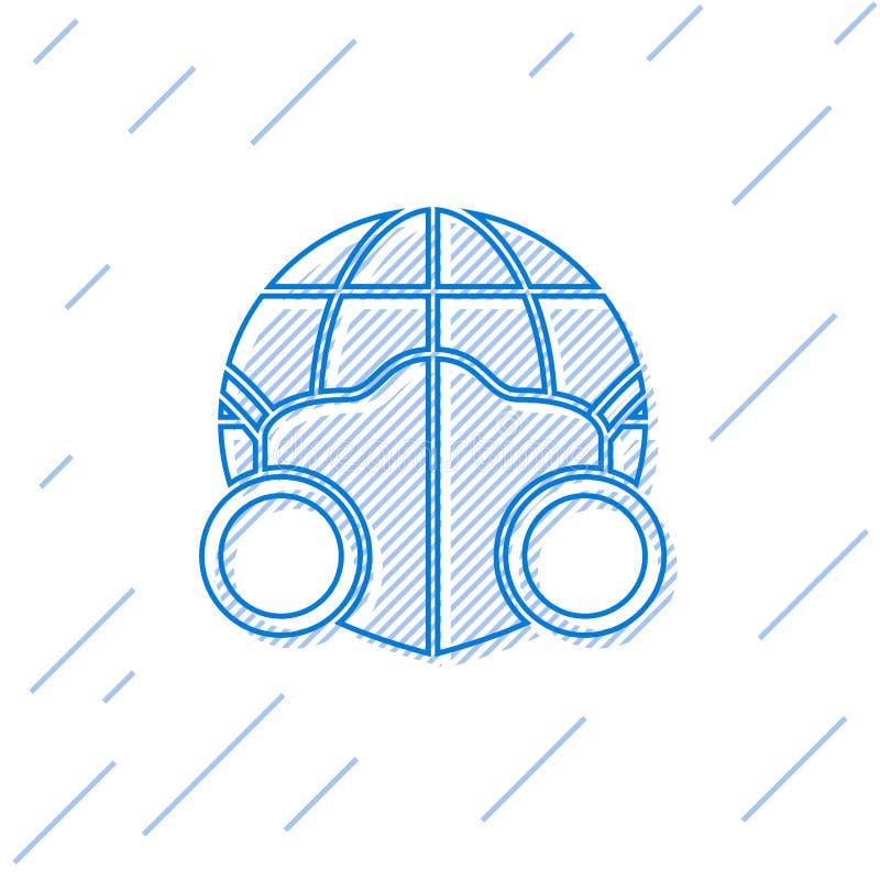 Blue Line Earth Globe with Medical Mask Icon Isolated on White ...