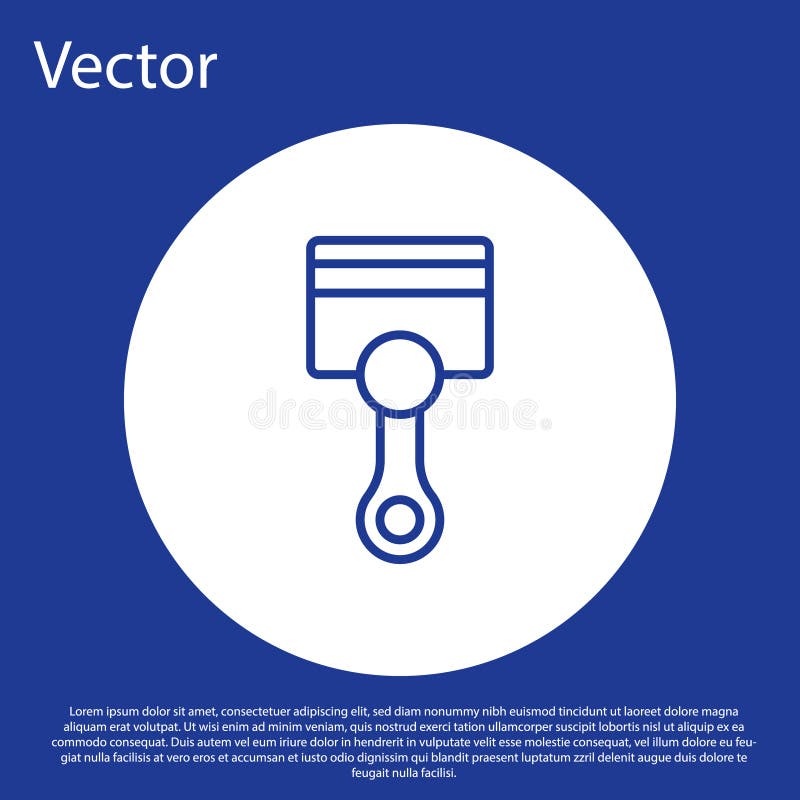 Blue Line Engine Piston Icon Isolated on Blue Background. Car Engine ...