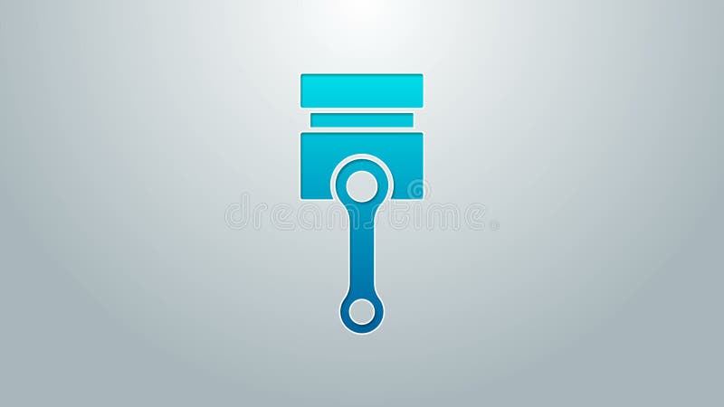 Blue Line Engine Piston Icon Isolated on Grey Background. Car Engine ...
