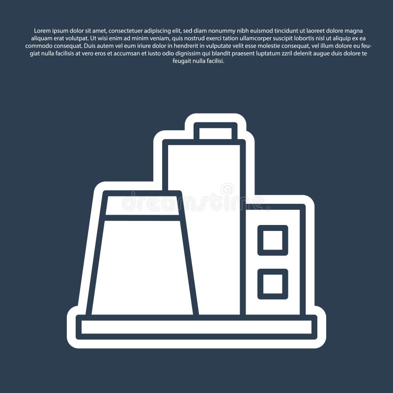Blue Line Factory Icon Isolated on Blue Background. Industrial Building ...