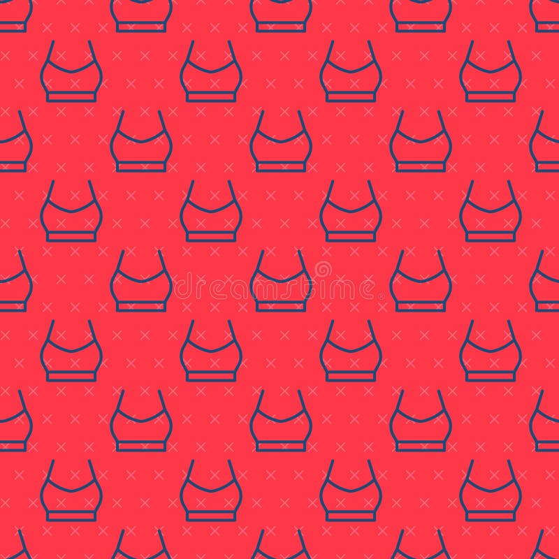 Blue Line Female Crop Top Icon Isolated Seamless Pattern on Red ...