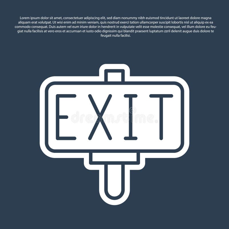 Blue Line Fire Exit Icon Isolated on Blue Background. Fire Emergency ...