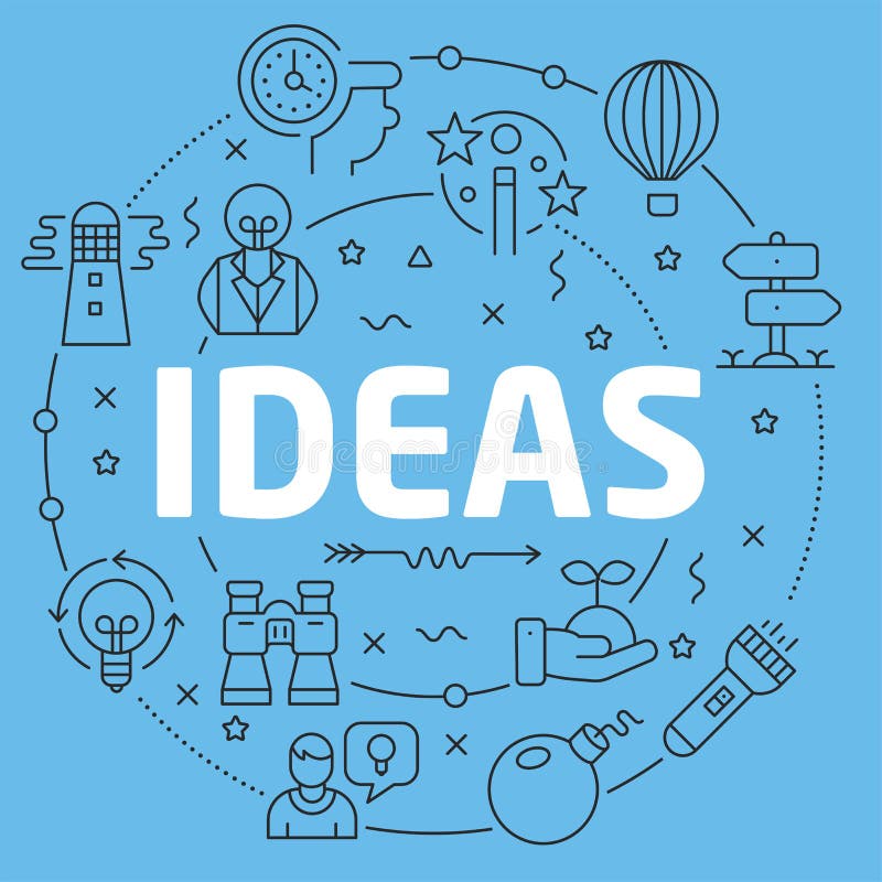 Blue Line Flat Circle Illustration Ideas Stock Vector - Illustration of ...