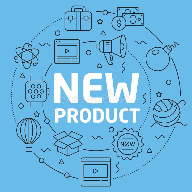 Blue Line Flat Circle Illustration New Product Stock Vector ...