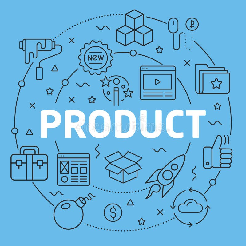Blue Line Flat Circle Illustration Product Stock Vector - Illustration ...