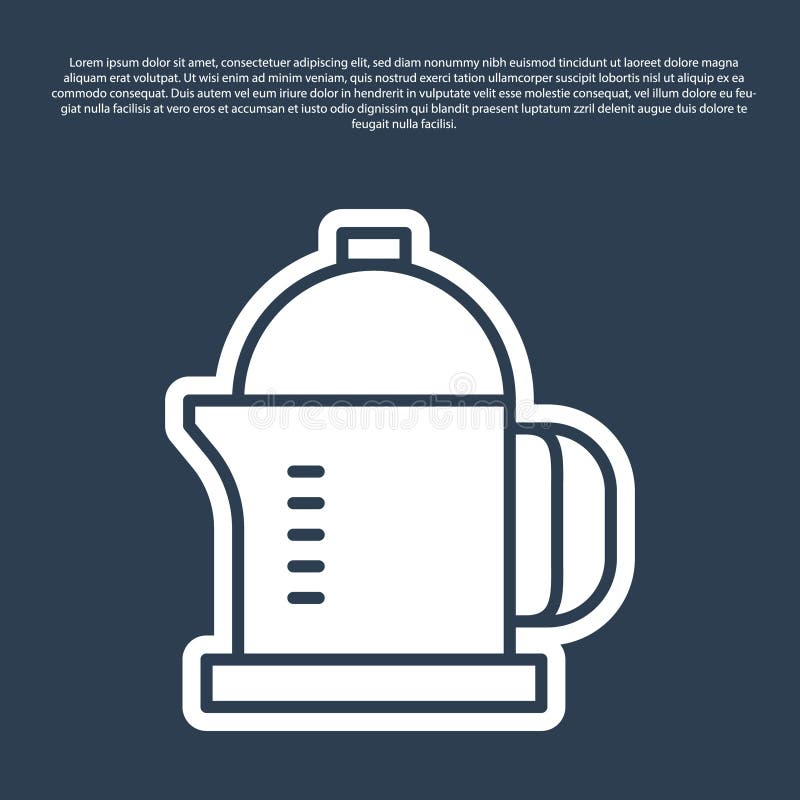 Blue Line French Press Icon Isolated on Blue Background. Vector Stock ...