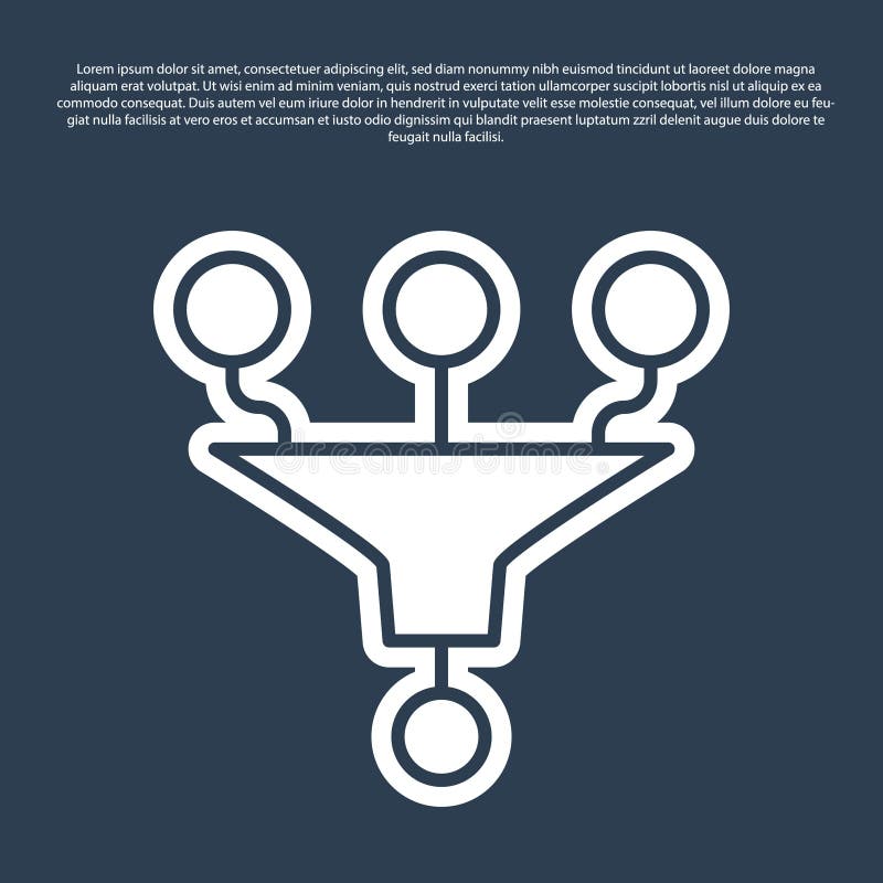 Blue Line Funnel or Filter Icon Isolated on Blue Background. Vector ...