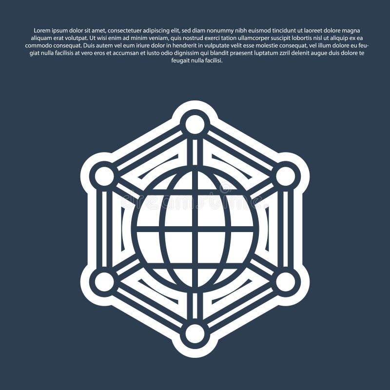 Blue Line Global Technology or Social Network Icon Isolated on Blue ...