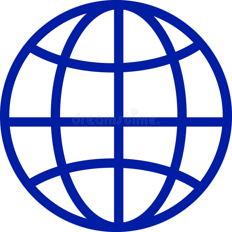 Blue Line of Globe World Map Icon Stock Illustration - Illustration of ...