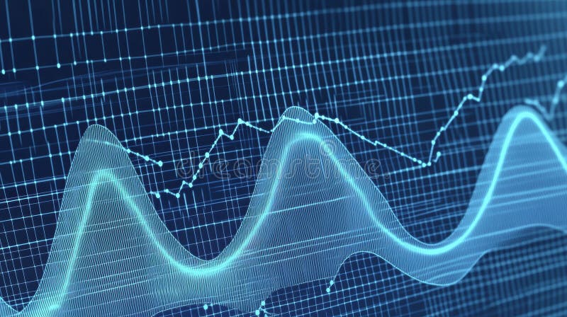 A Blue Line Graph with a Lot of Dots and Lines Stock Illustration ...