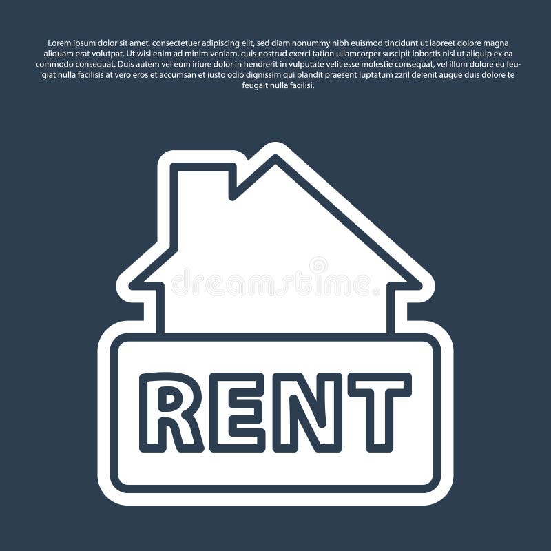 Blue Line Hanging Sign with Text Rent Icon Isolated on Blue Background ...