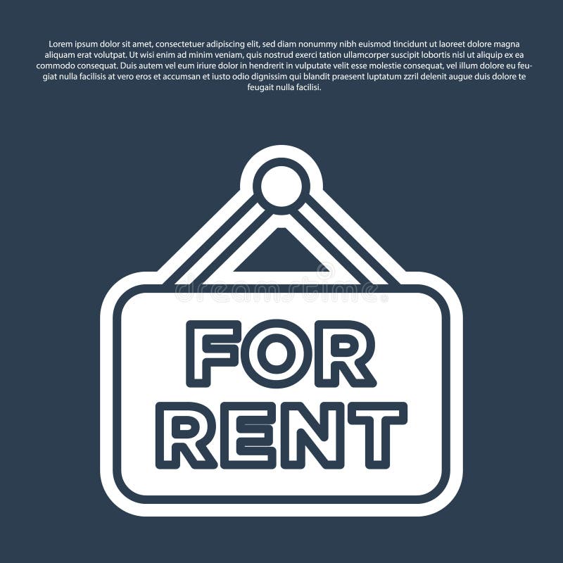 Blue Line Hanging Sign with Text for Rent Icon Isolated on Blue ...