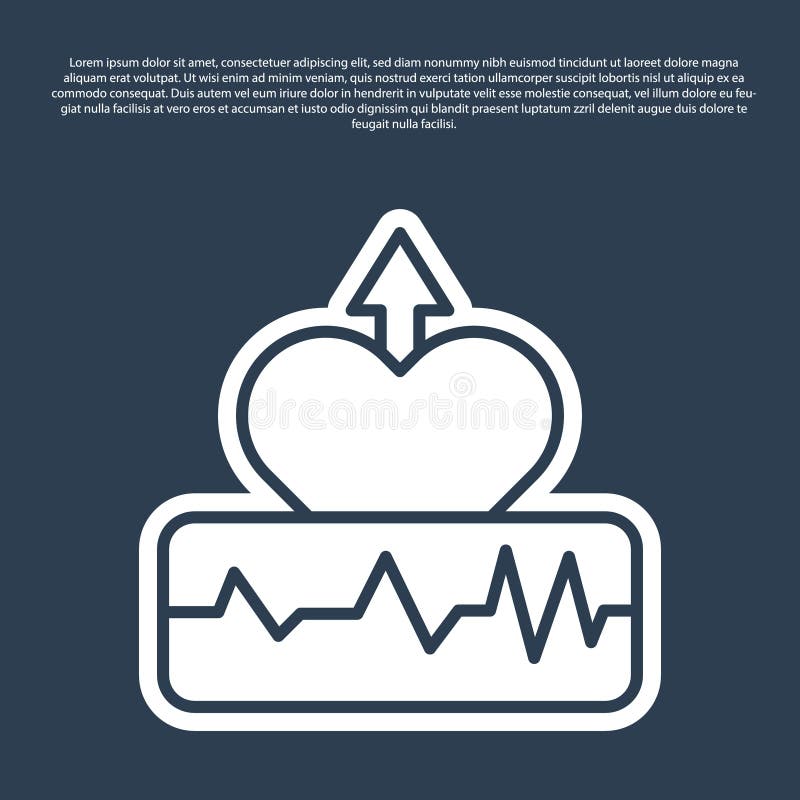 Blue Line Heartbeat Increase Icon Isolated on Blue Background ...