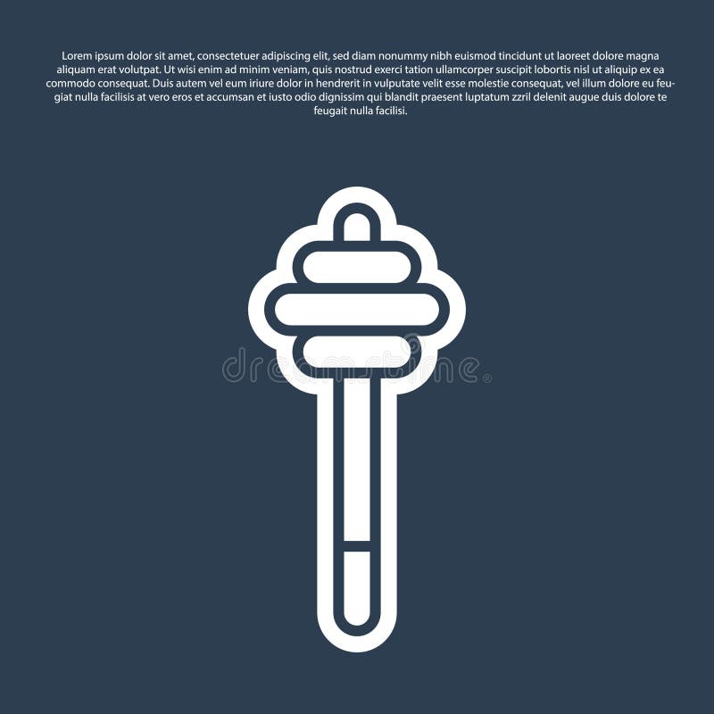 Blue Line Honey Dipper Stick Icon Isolated on Blue Background. Honey ...