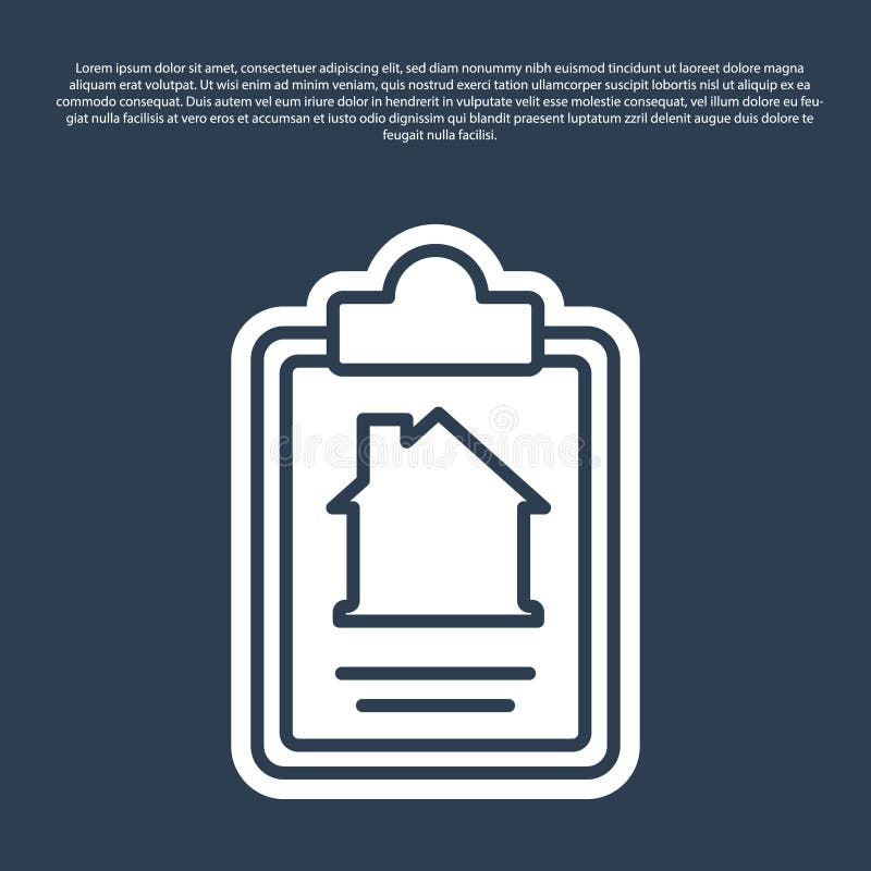 Blue Line House Contract Icon Isolated on Blue Background. Contract ...