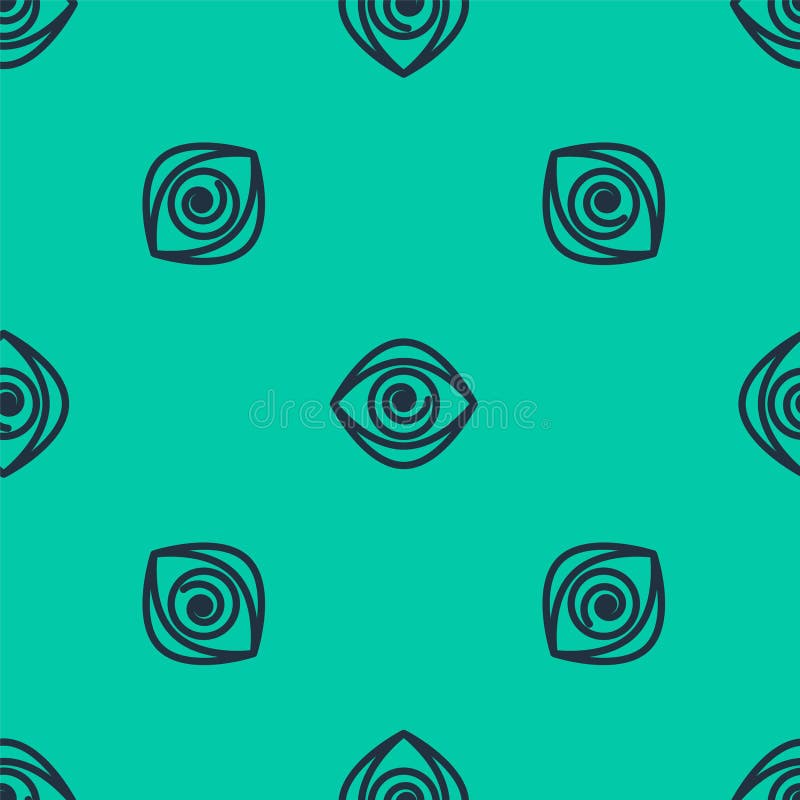 Blue Line Hypnosis Icon Isolated Seamless Pattern on Green Background ...