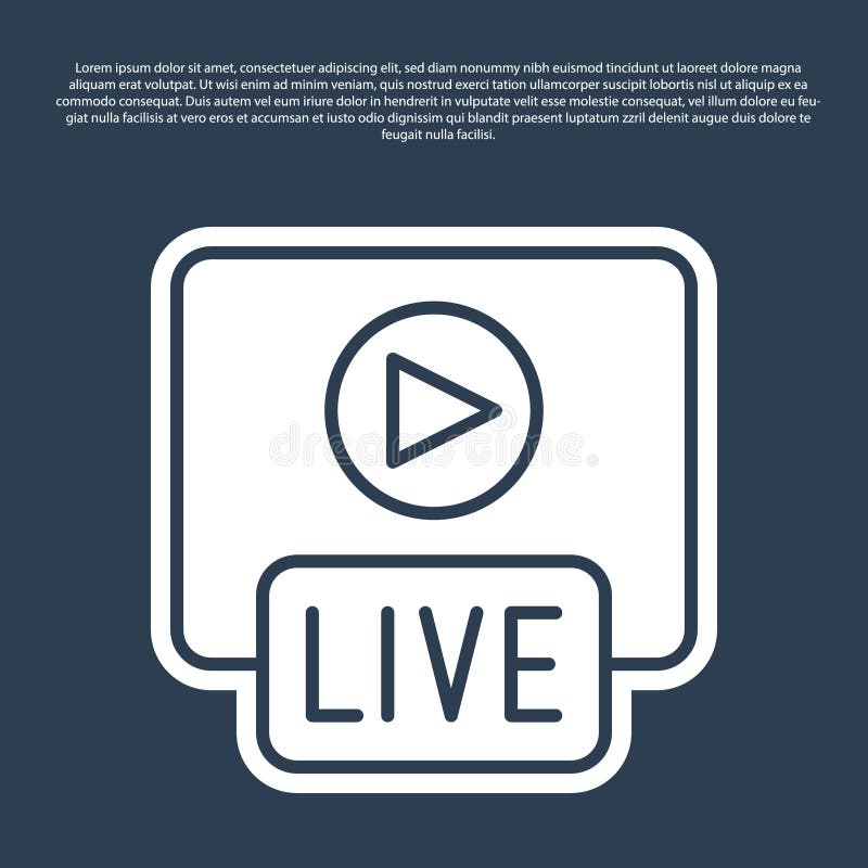 Blue Line Live Streaming Online Videogame Play Icon Isolated on Blue ...