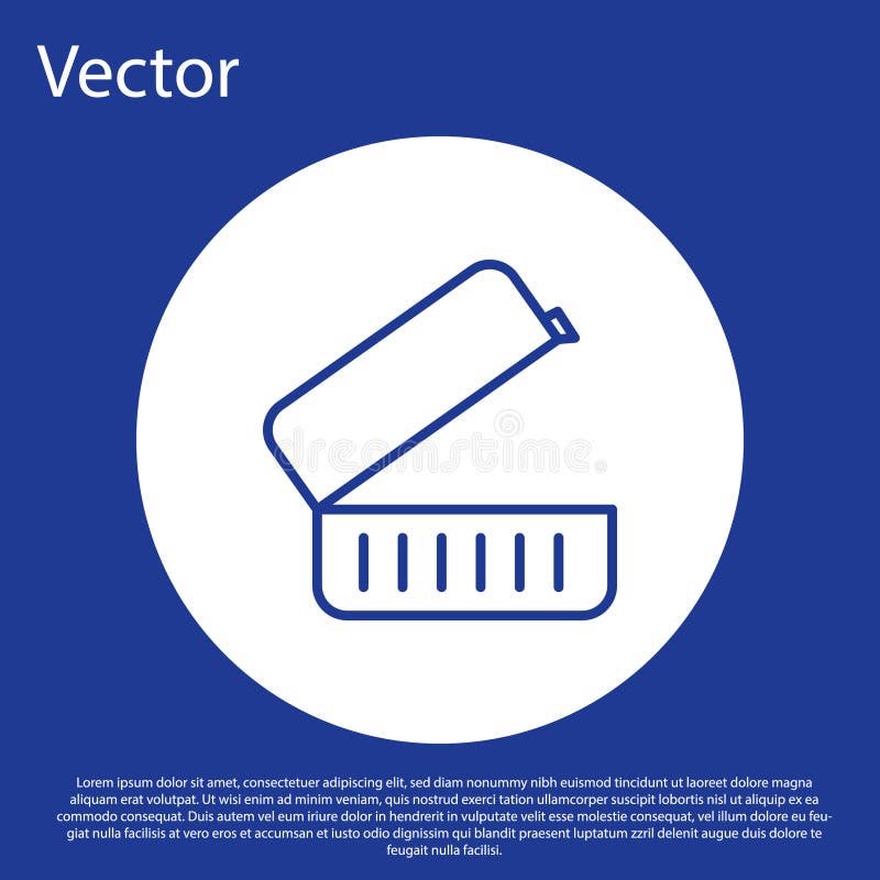 Blue Line Lunch Box Icon Isolated on Blue Background. White Circle ...