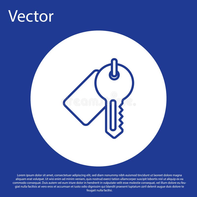 Blue Line Marked Key Icon Isolated on Blue Background. White Circle ...