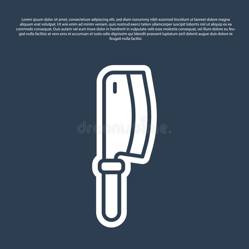 Blue Line Meat Chopper Icon Isolated on Blue Background. Kitchen Knife ...