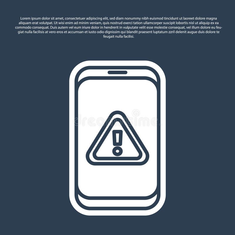 Blue Line Mobile Phone with Exclamation Mark Icon Isolated on Blue ...