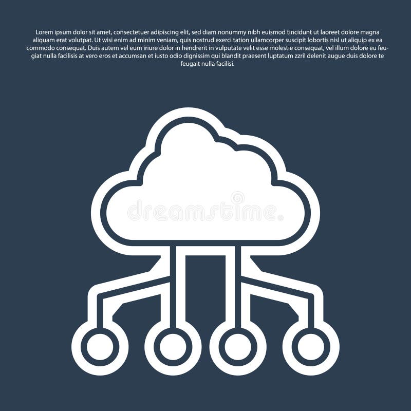 Blue Line Network Cloud Connection Icon Isolated on Blue Background ...
