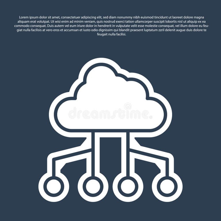 Blue Line Network Cloud Connection Icon Isolated on Blue Background ...