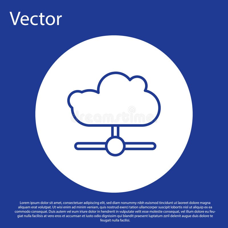 Blue Line Network Cloud Connection Icon Isolated on Blue Background ...
