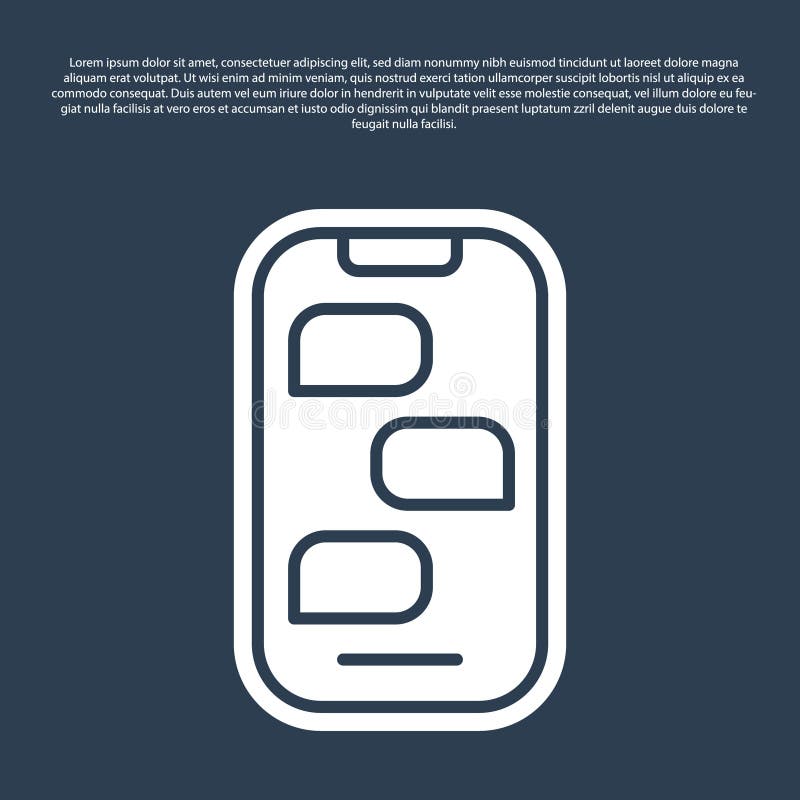 Blue Line New Chat Messages Notification on Phone Icon Isolated on Blue ...