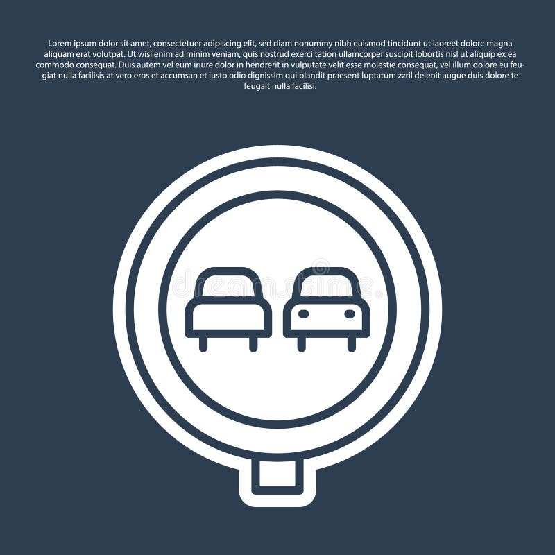 Blue Line No Overtaking Road Traffic Icon Isolated on Blue Background ...