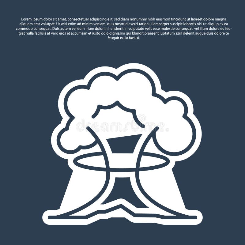 Blue Line Nuclear Explosion Icon Isolated on Blue Background. Atomic ...