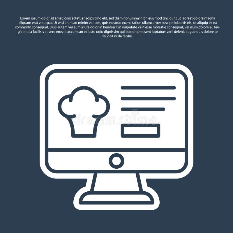 Blue Line Online Ordering and Fast Food Delivery Icon Isolated on Blue ...