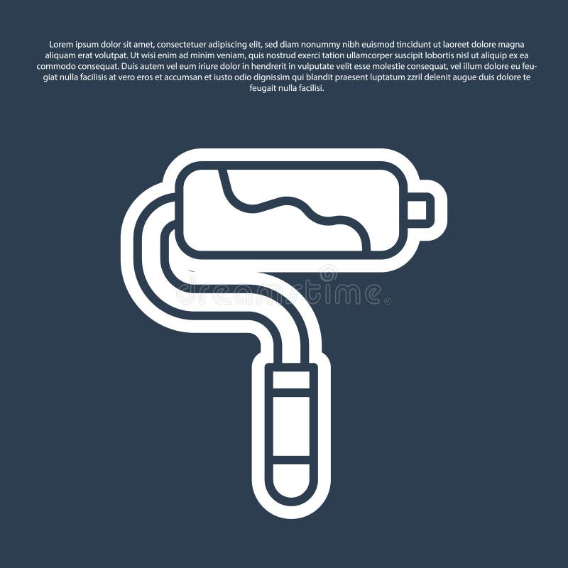 Blue Line Paint Roller Brush Icon Isolated on Blue Background. Vector ...