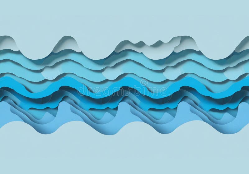 Blue Line Pattern in Paper Art Style Stock Illustration - Illustration ...