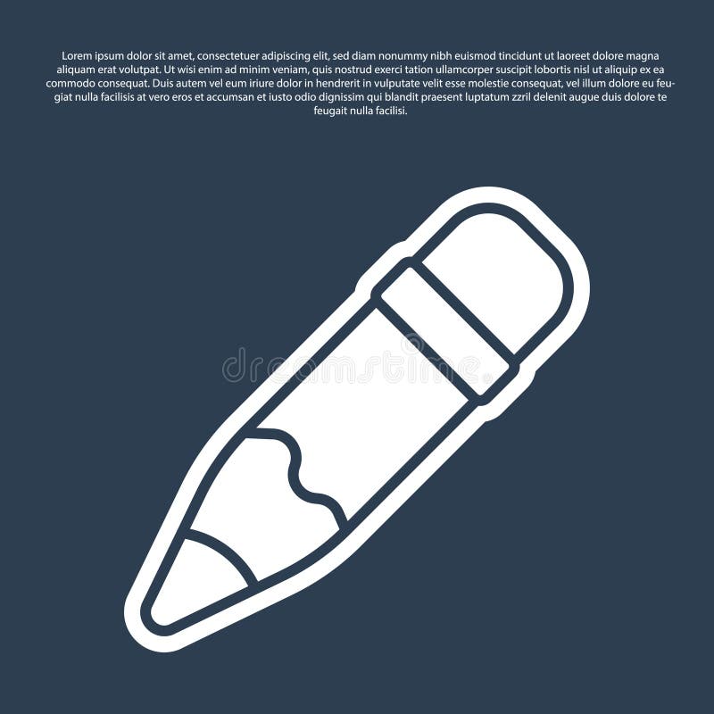 Blue Line Pencil with Eraser Icon Isolated on Blue Background. Drawing ...