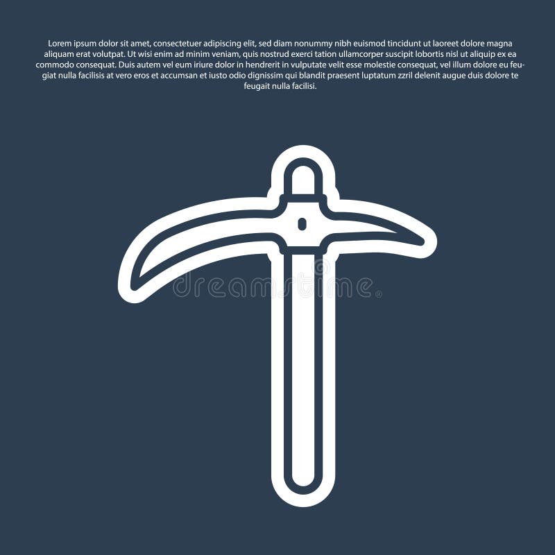 Blue Line Pickaxe Icon Isolated on Blue Background. Vector Stock Vector ...